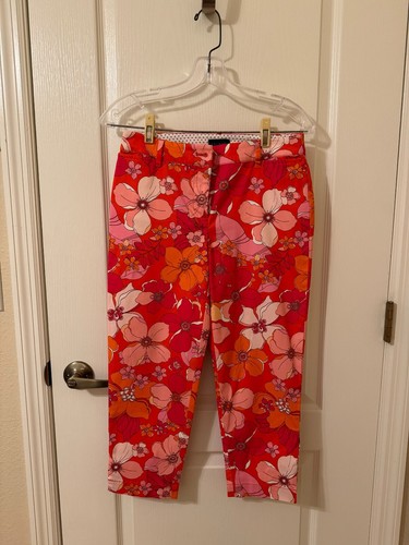Talbots Perfect Crop Pants Petite Size 2P Orange Pink Floral Print ...