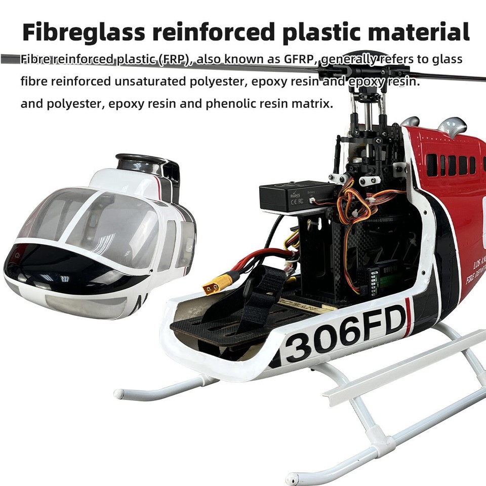 Roban RTF 470 Size B206 RC Helicopter Red White CAL FIRE Model GPS Auto ...