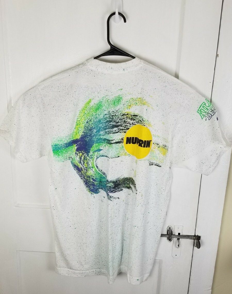 Vintage 1991 Speedo Shirt Atlantic Design USA Swim Waves Paint Splat ...