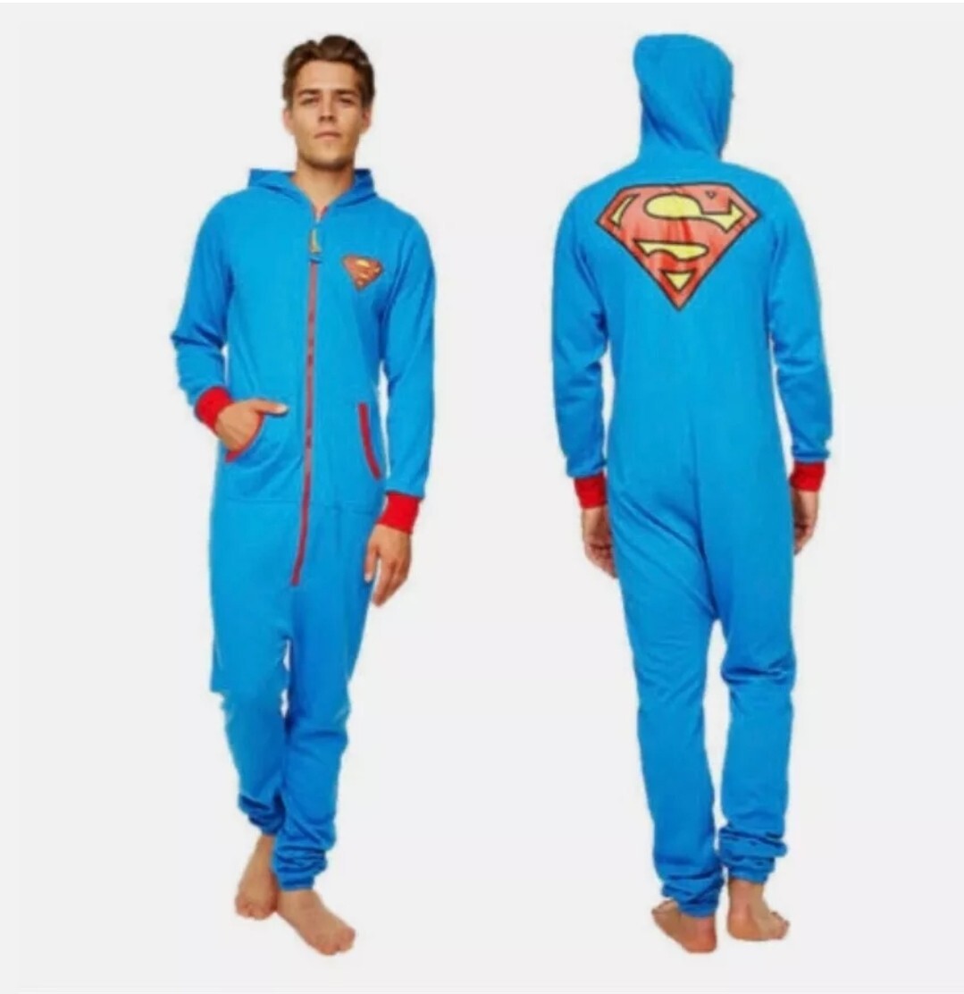 NEW Superman Onesie Jumpsuit (mens onesy super man superhero costume ...