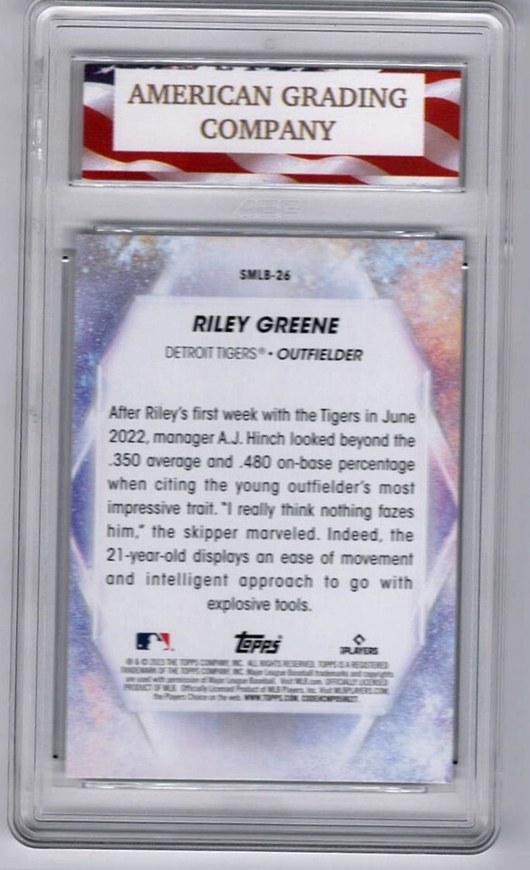 2023 Topps #26 Riley Greene Rookie Card Stars of the MLB AGC 10 Gem ...