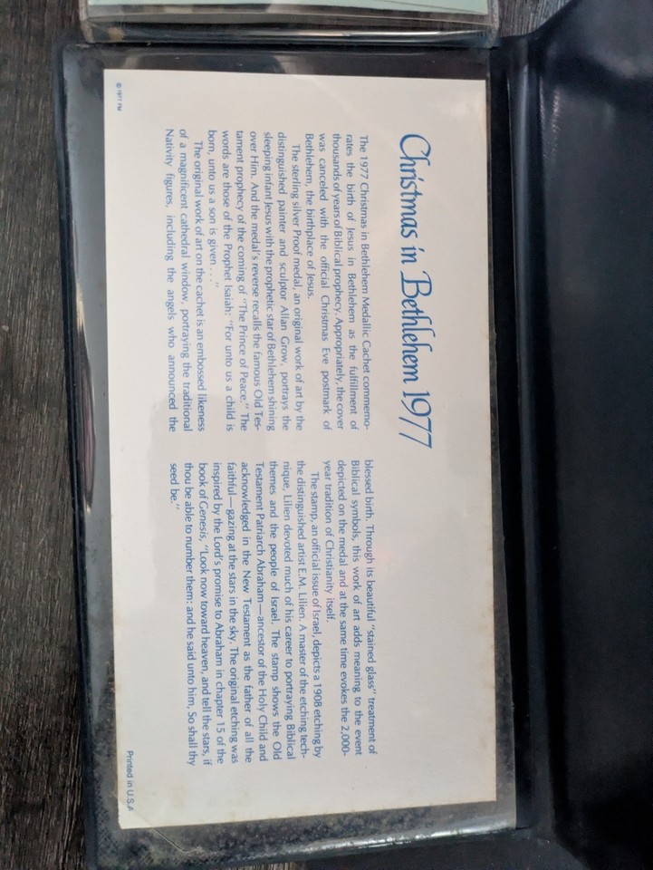 1977 Commemorative Proof “Christmas In Bethlehem” Franklin Mint ...