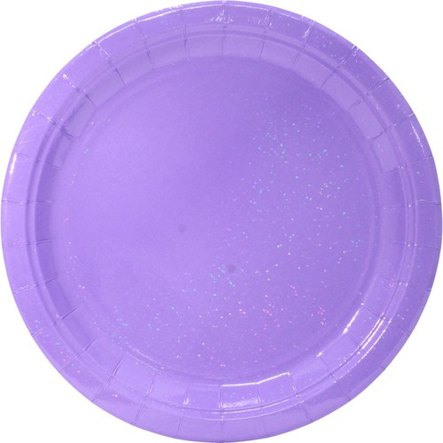 Purple Prismatic Round Paper Plates Sparkle Party Supplies 22cm Pack of ...