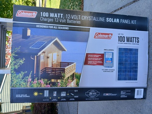NEW COLEMAN 100 Watt 12 VOLT Crystalline Solar Panel Kit (NEVER OPENED ...