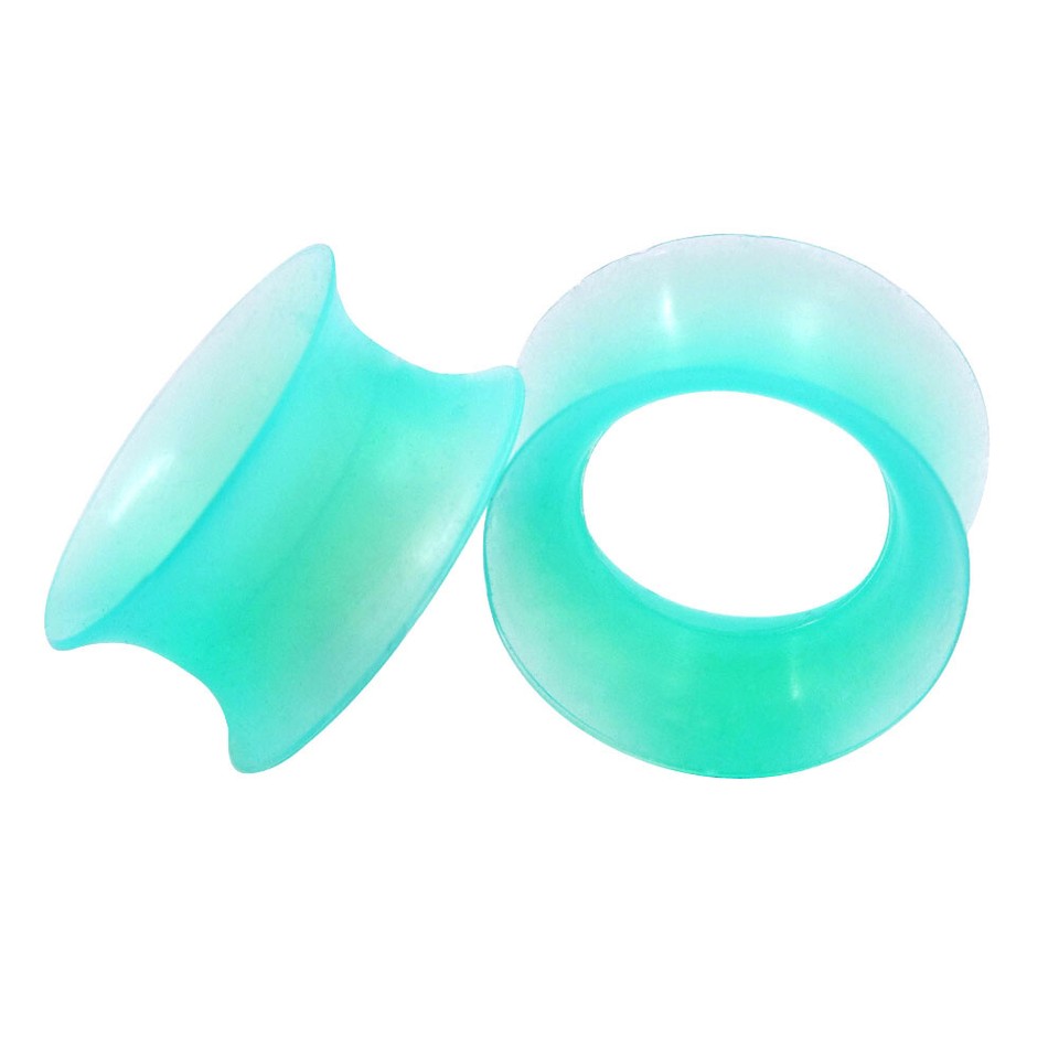 1 Pair Silicone Soft Ear Tunnels Double Flared Ear Plugs Gauges Earskin ...