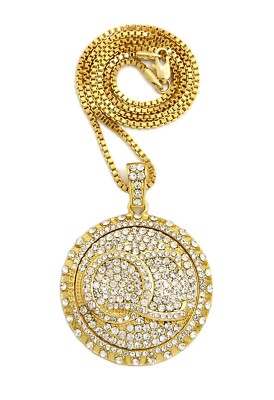 Hip Hop Stone Filled QC Spinner Pendant 24" Box,Cuban,Rope Chain ...