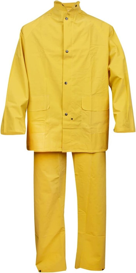3 Piece Economy .35mm Waterproof PVC RAIN SUIT Safety Rain Jacket Hood ...