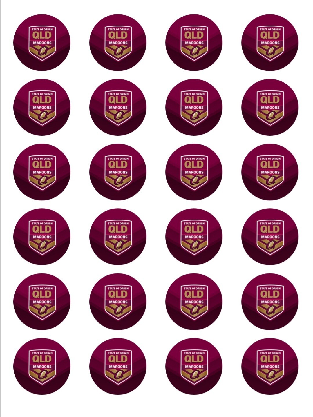 24 State of Origin Queensland Maroons Edible Wafer Paper Cupcake ...