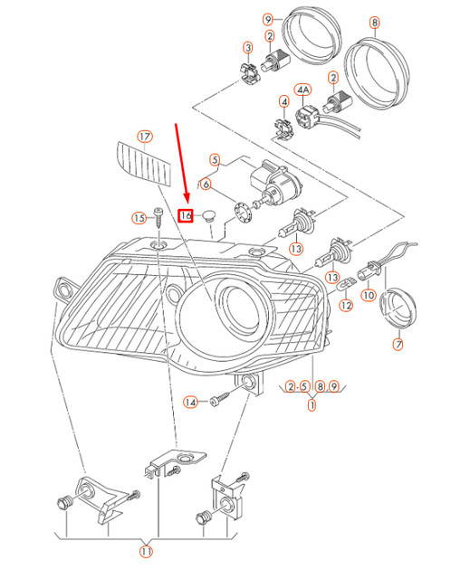VW Volkswagen OEM PASSAT Headlamp Headlight-headlamp Assembly Plug ...