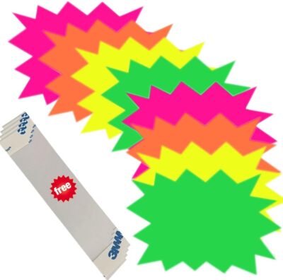 Starburst Sign Cards, Fluorescent Starburst Signs for Retail 40Pcs ...