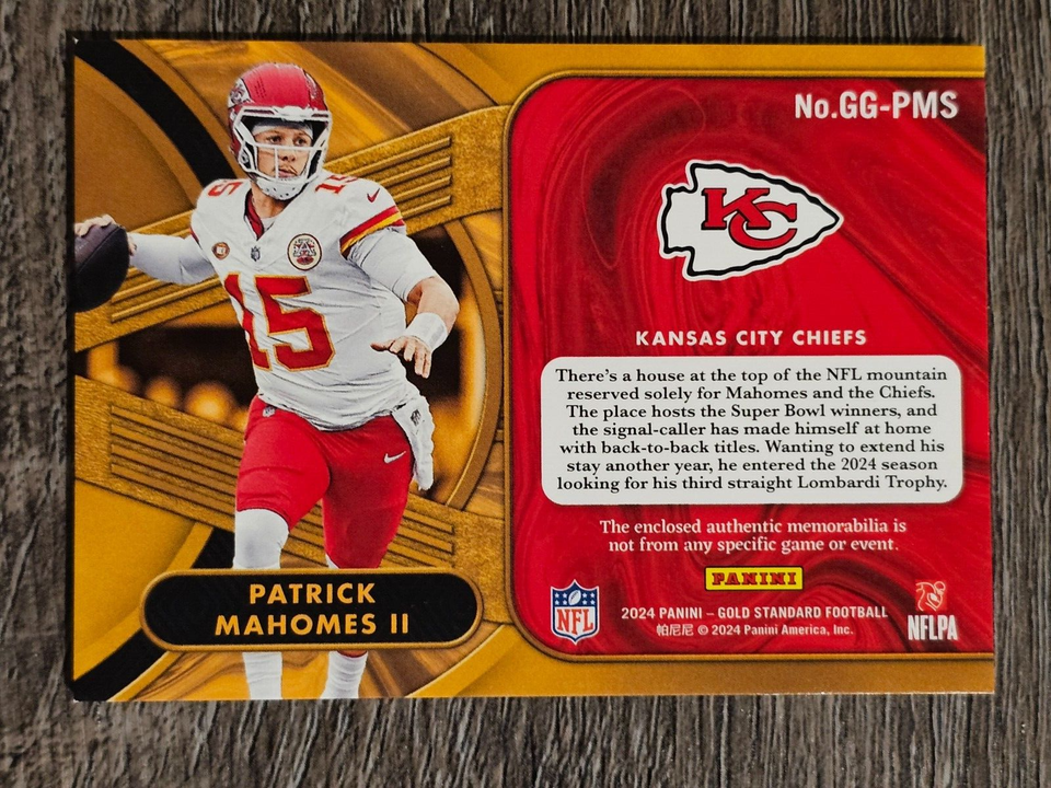 2024 Patrick Mahomes Gold Standard Gold Gear SN 12/24 2Color Patch ...