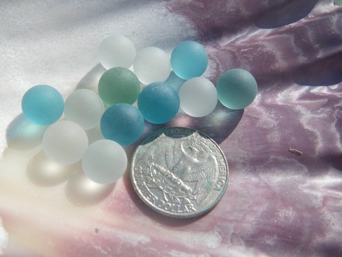 Sea Glass, Collection of Very Small Marbles Turquoise Clear and Green ...