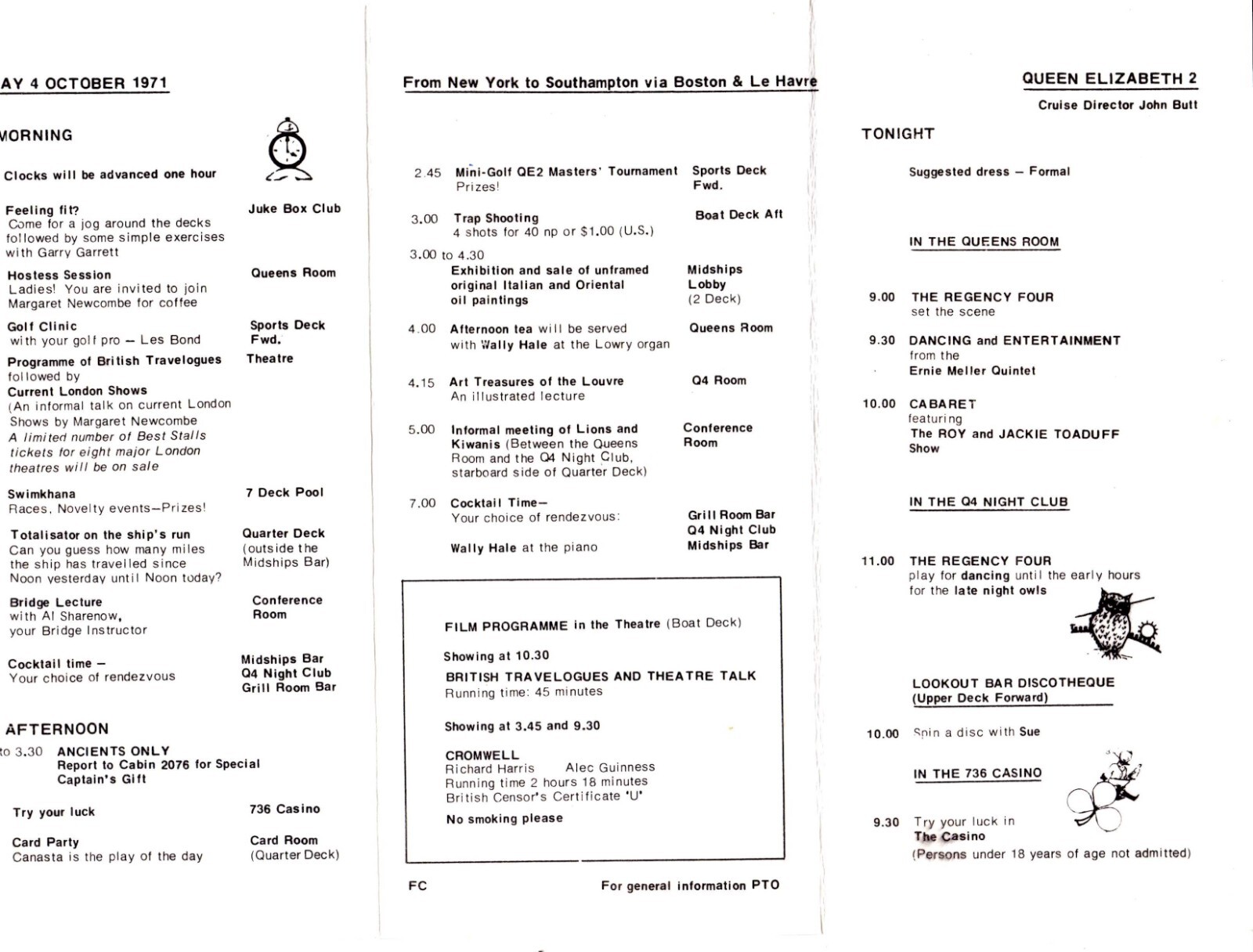 Cunard QE2 Daily Program 10/4/1971 NYC - Southampton | eBay