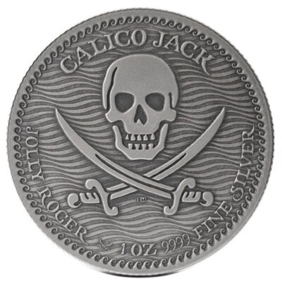 2022 1oz $2 NZD Niue Calico Jack - Jolly Roger Series Antique Finish ...