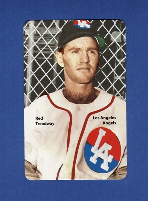 RED TREADWAY, 1947 Los Angeles Angels/PCL~ FIRST PRINTING color card ...