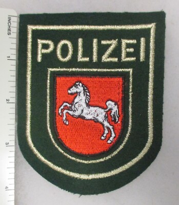 GERMAN POLICE PATCH POLIZEI NIEDERSACHSEN GERMANY Flatwire on Green ...