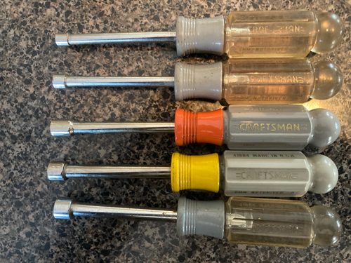 CRAFTSMAN nut driver lot of (5) METRIC 5mm 6mm 7mm 8mm 9mm made-in-USA ...