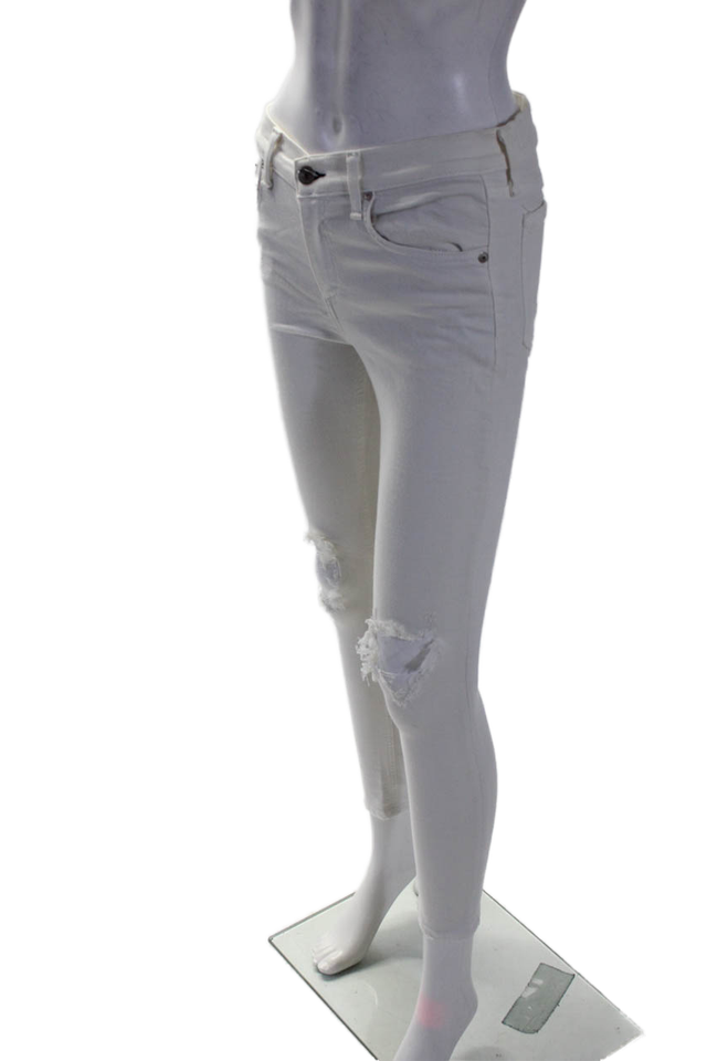 Rag & Bone Jean Girls Distressed Skinny Leg Buttoned Zip Jeans White ...