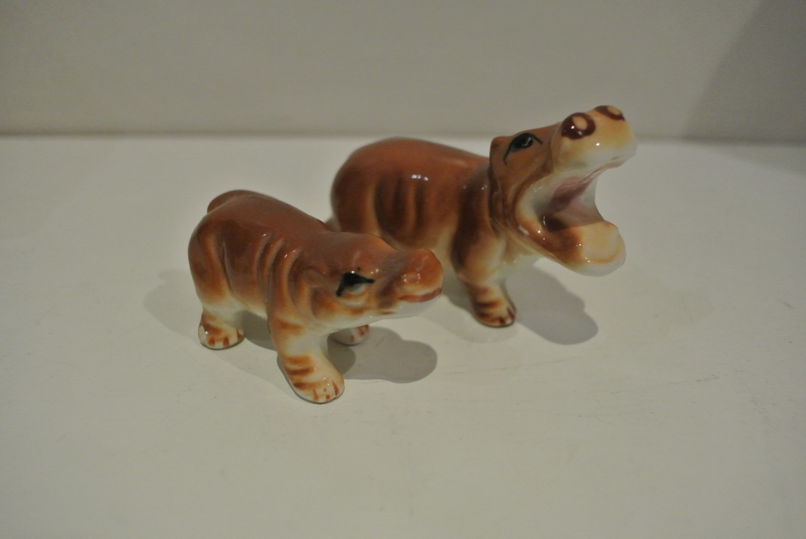 Vintage Retro Ceramic Pair of Hippo with baby hippo small Figurines ...