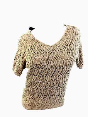 $98 NWT DANA BUCHMAN WOMEN'S BEIGE CROCHETED SWEATER WITH MATCHING CAMI ...