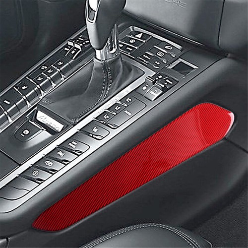 Red Carbon Fiber Gear Shift Panel Side Decal Trim Cover for Porsche ...
