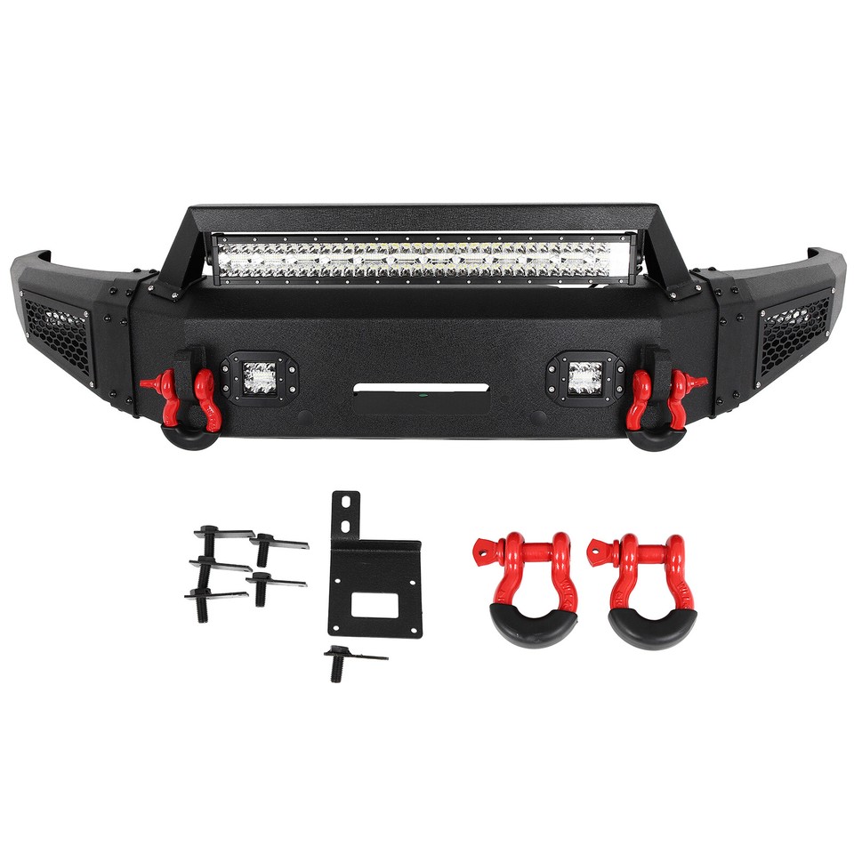 Textured Steel Front Bumper W/Winch Plate & LED Lights For Ford Ranger ...