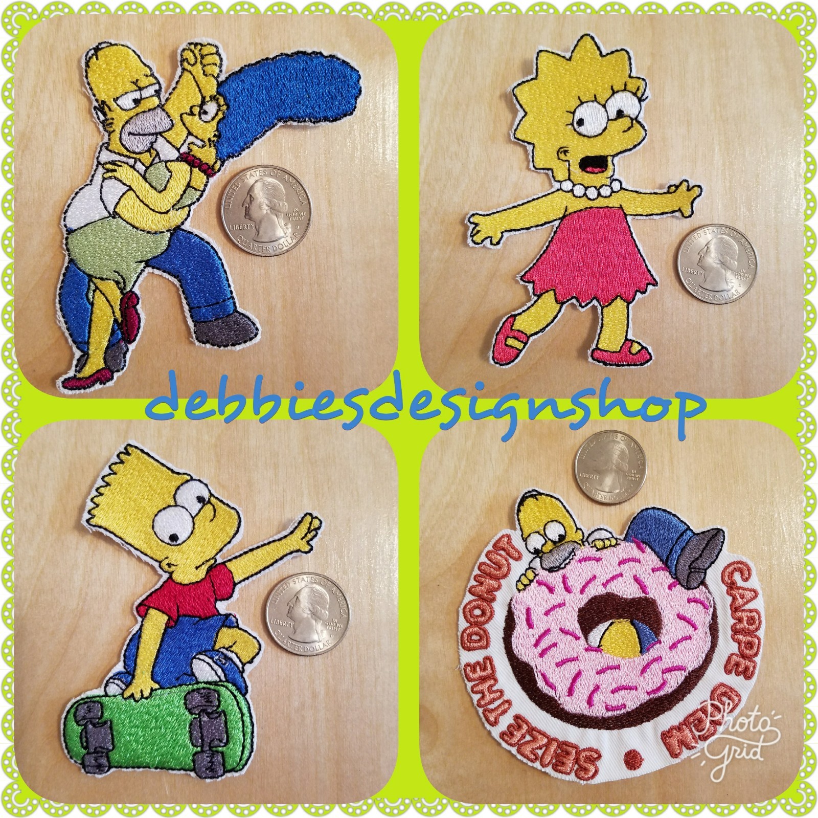 The Simpsons Iron on Patches - Homer, Marge, Lisa and Bart Cartoon ...