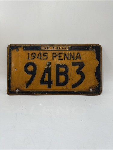 Old Vintage Car 1945 Pennsylvania Pa Penna Automobile License Metal ...
