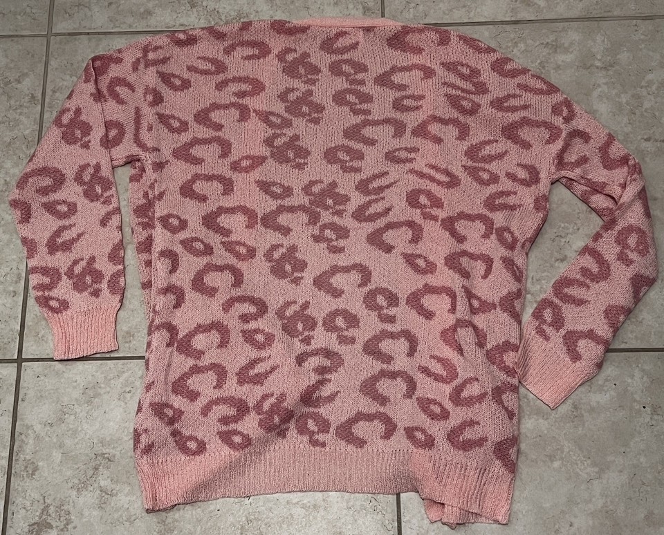 NWOT Pink Lily Boutique Pink Leopard Print Cardigan Sweater W/ Pockets ...