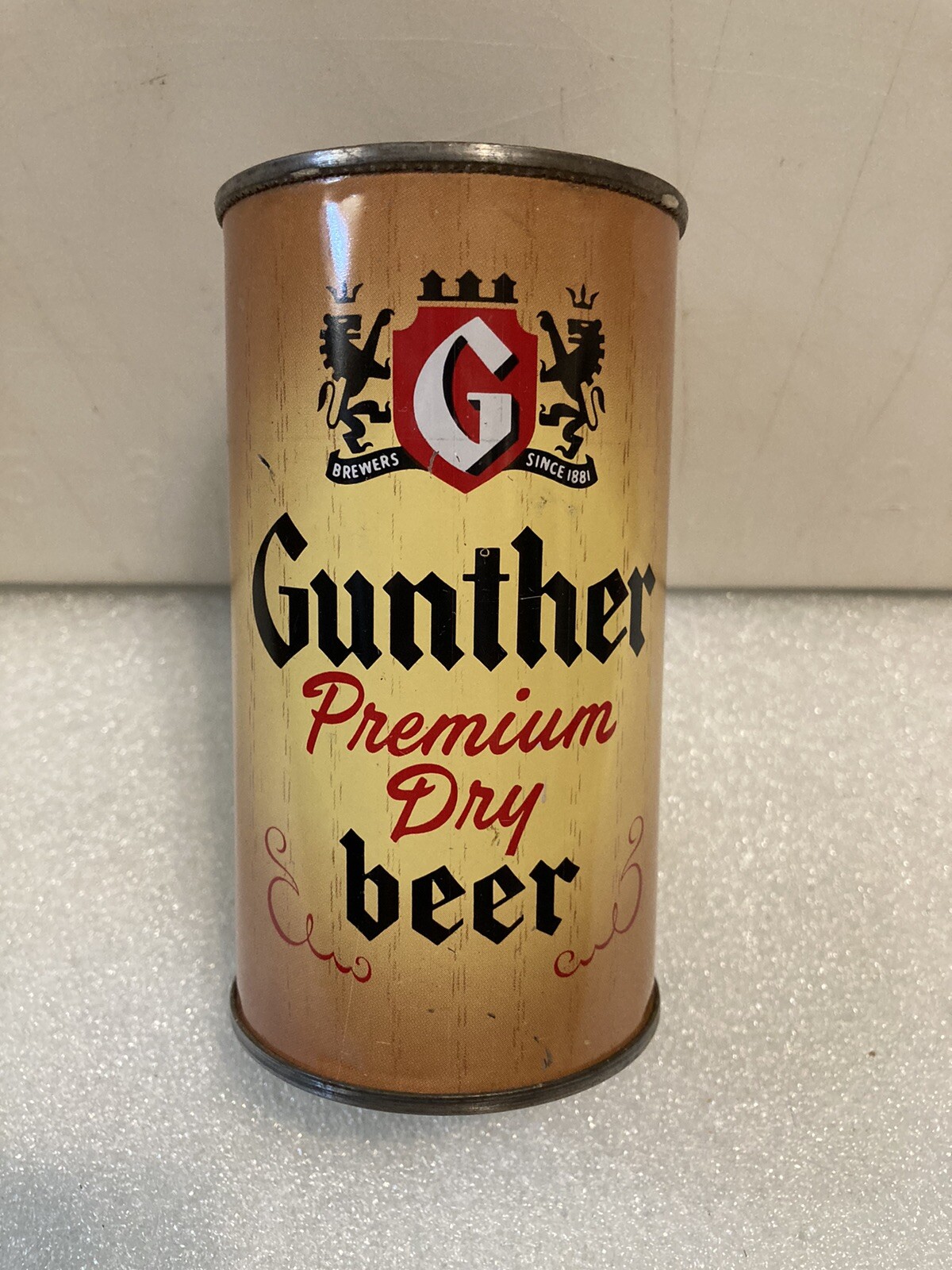 GUNTHER BREWING PREMIUM DRY BEER 12OZ FLAT TOP BEER CAN. No Lid/Cup ...