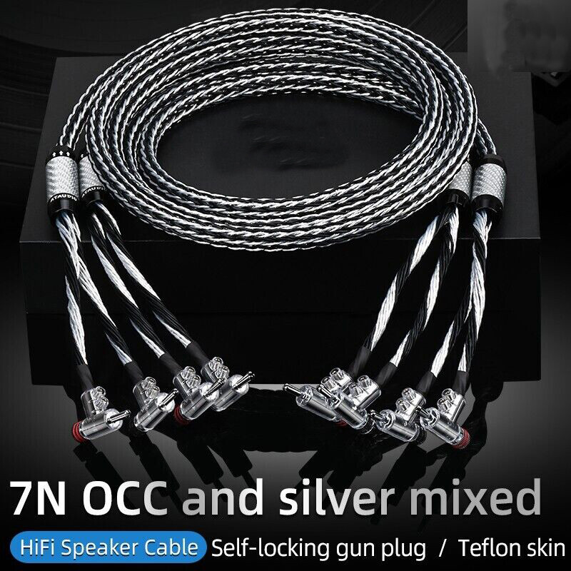 Pair 7N OCC Siver Mixed Wire Self-Locking Angle Banana Plug Hifi ...