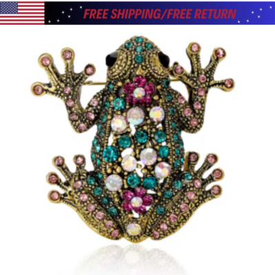 Luxury Big Frog Brooches Multi-color Rhinestone Shining Animal Brooch ...