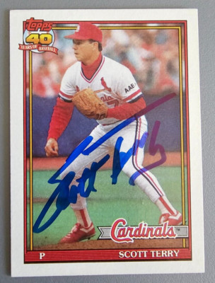 1991 Topps #539 Scott Terry Autographed St. Louis Cardinals Card ...