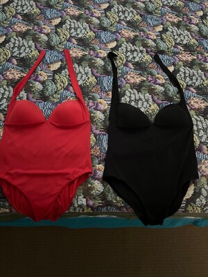 Jets 2 suits By Jessika Allen Swimsuit Bathers Halter Neck Black and ...