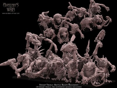 28/32mm Fantasy miniatures, Swamp Troll Regiment, tabletop games | eBay
