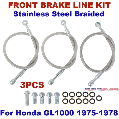 FRONT BRAKE LINE KIT FOR HONDA GL1000 GOLDWING 1000 1975-1978 STAINLESS ...