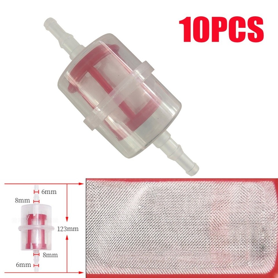 10 Pieces Inline Fuel Filter Small Universal Fit 6-8mm Pipes Diesel ...