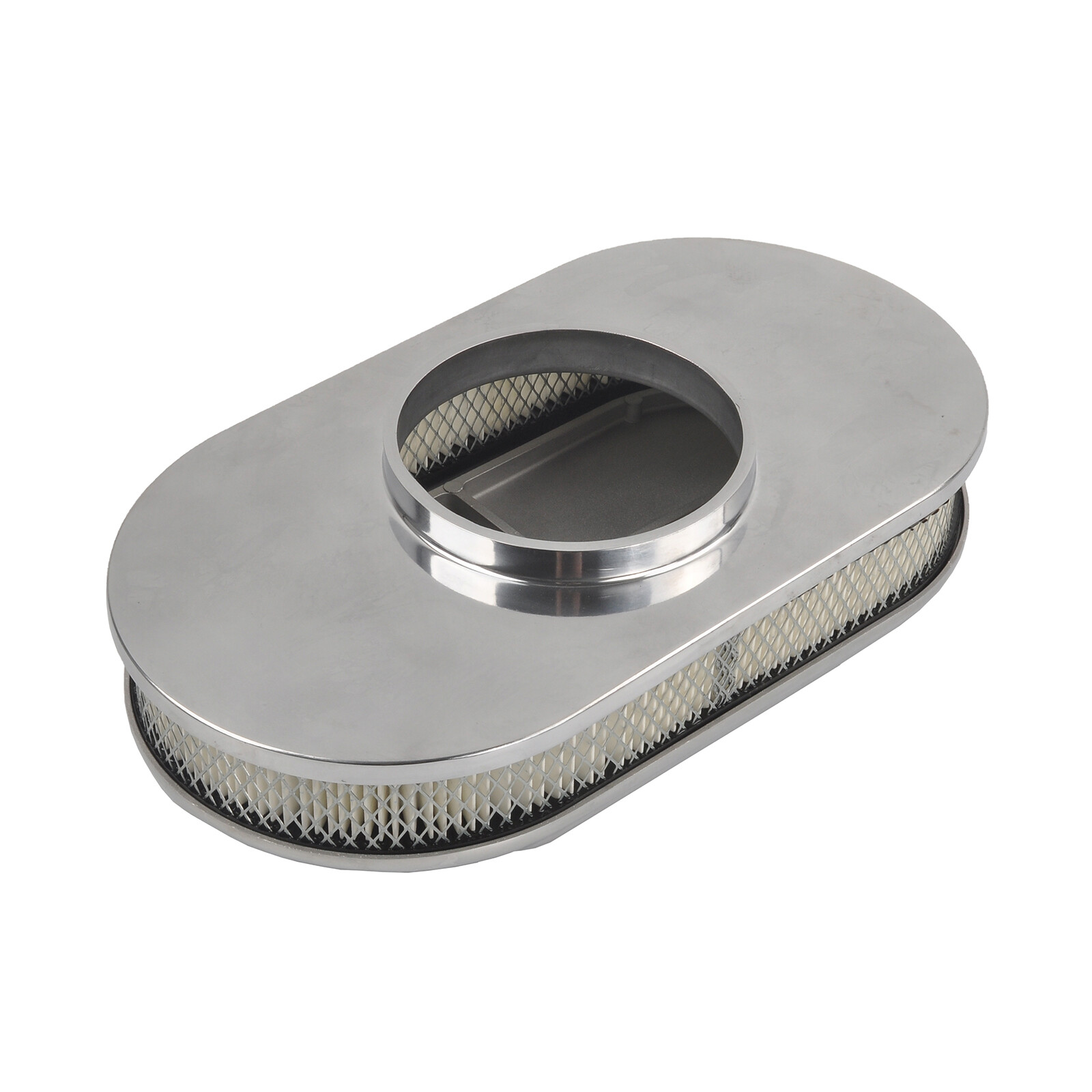 Polished Aluminum 15" Oval Full Finned Air Cleaner Filter Fit SBC BBC ...