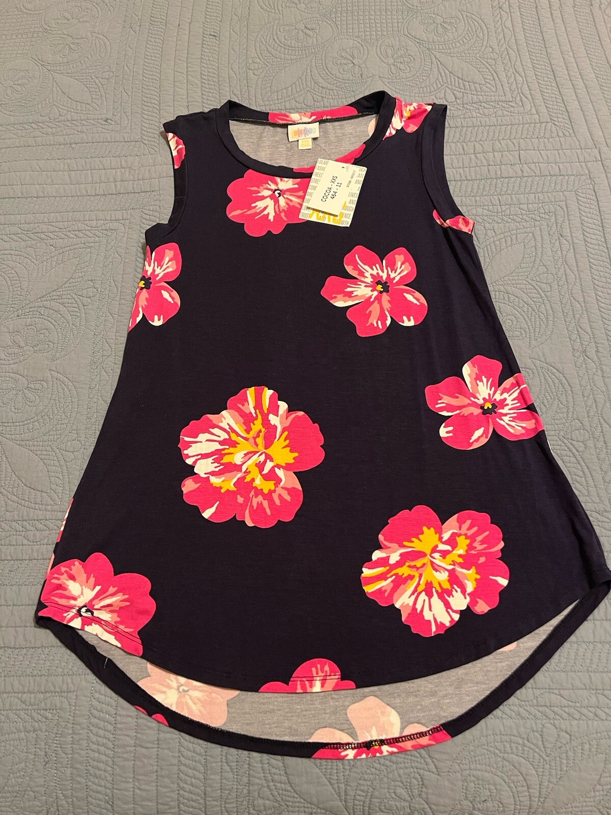 NEW LuLaRoe Women's Cocoa Tank Top Size XS Navy Pink Floral Sleeveless ...