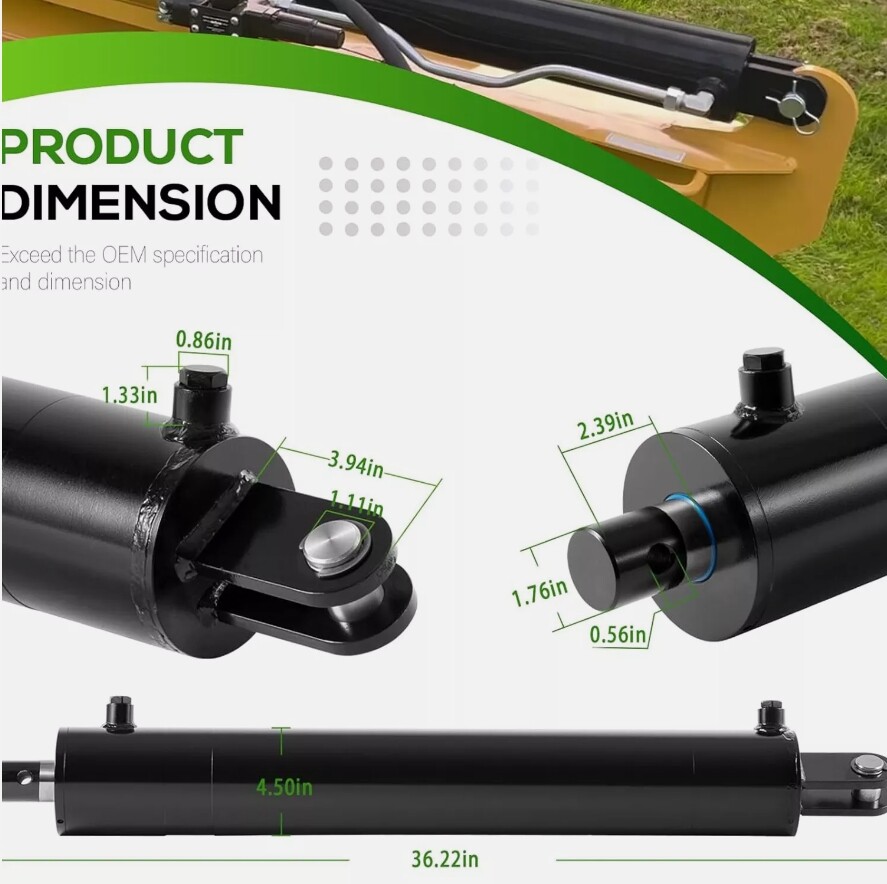 Log Splitter Hydraulic Cylinder 4.0" Bore x 24" Strokex 1.75" 3500PSI ...