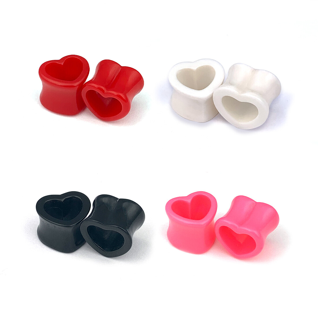 Pair of Acrylic Heart Shaped Tunnels plugs set plugs gauges Choose ...