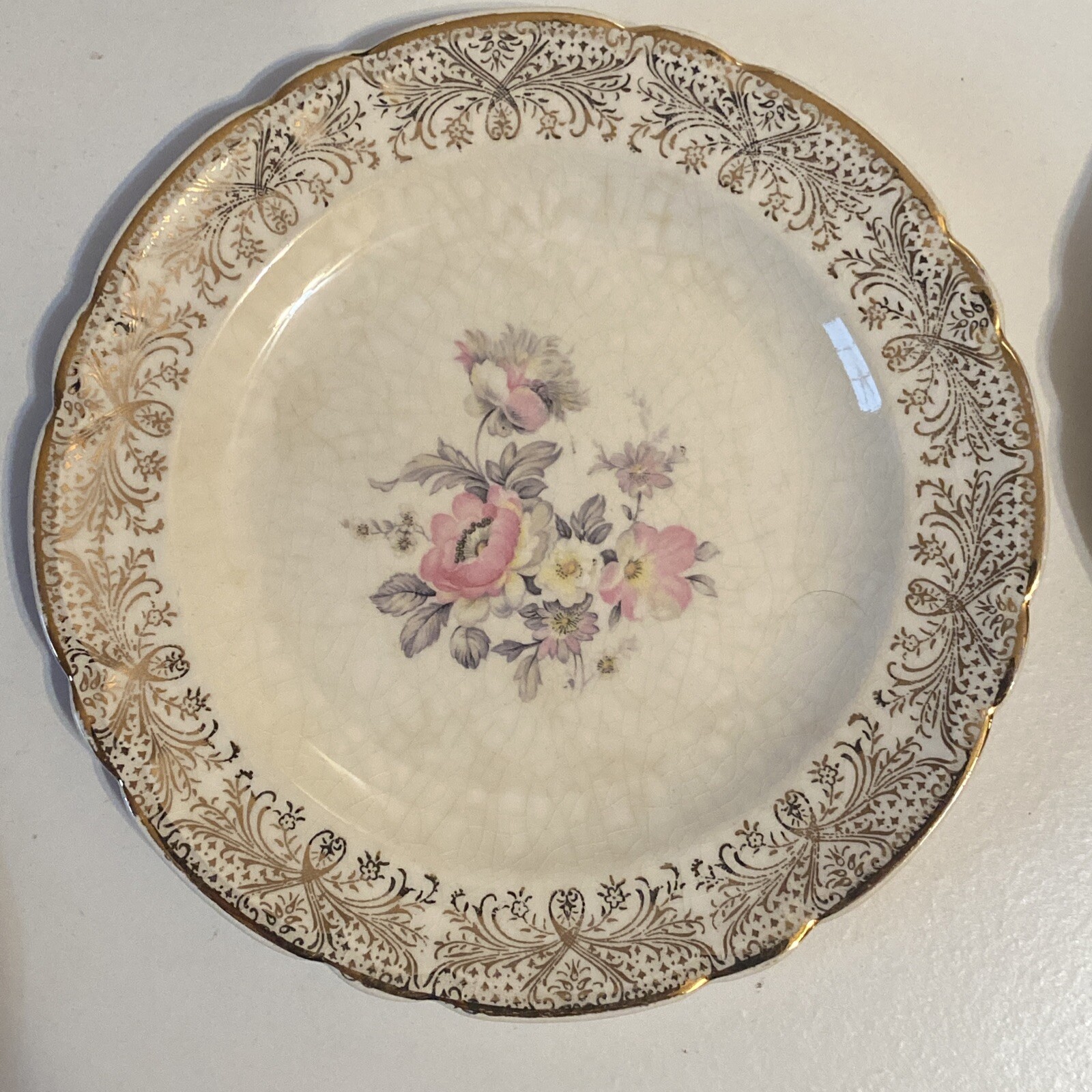 Vintage French Saxon China Appetizer Bread Plates 22 K Gold Blue Dawn ...