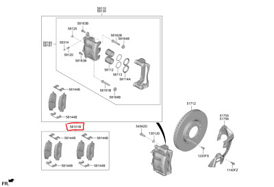 Genuine/OEM 58101CGA00 PAD KIT-FRONT DISC BRAKE for Hyundai Staria | eBay