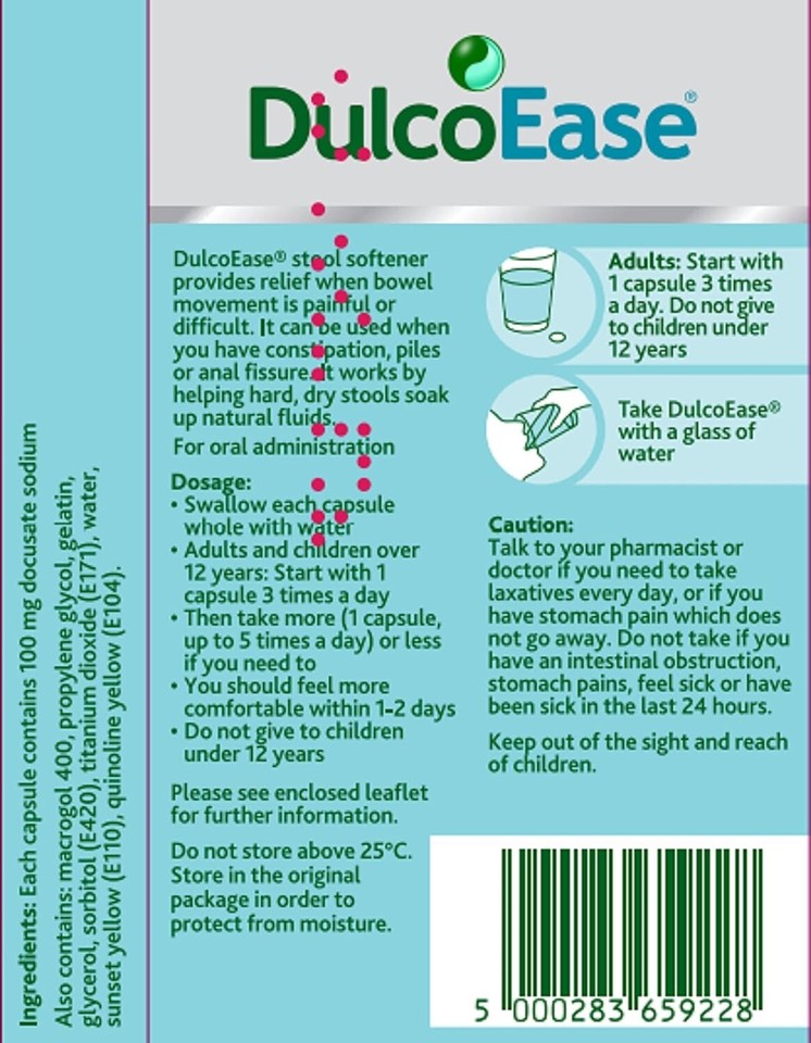 Dulcoease Stool Softener - Relief of Constipation - 30 Soft Gel ...