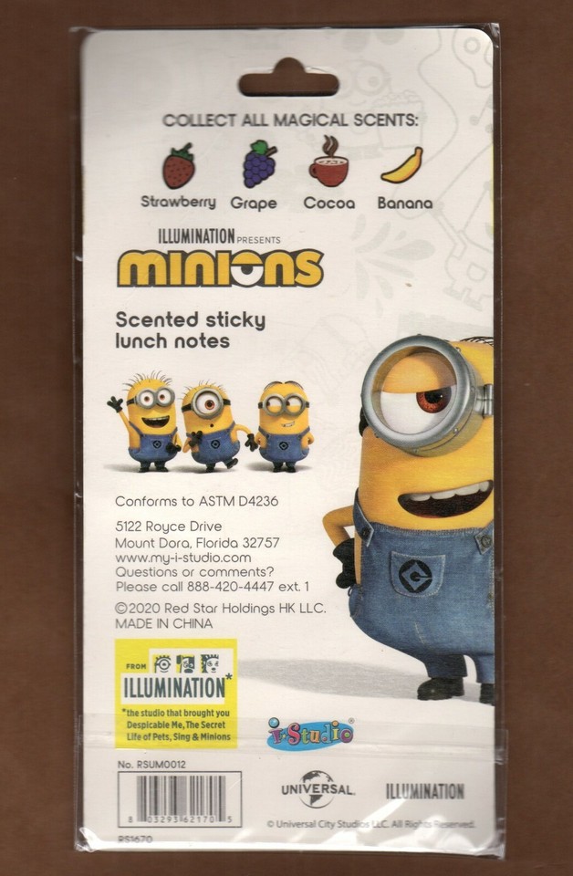 Minions Scented Sticky Lunch Box Notes 2 Designs 48 Sheets Total School ...