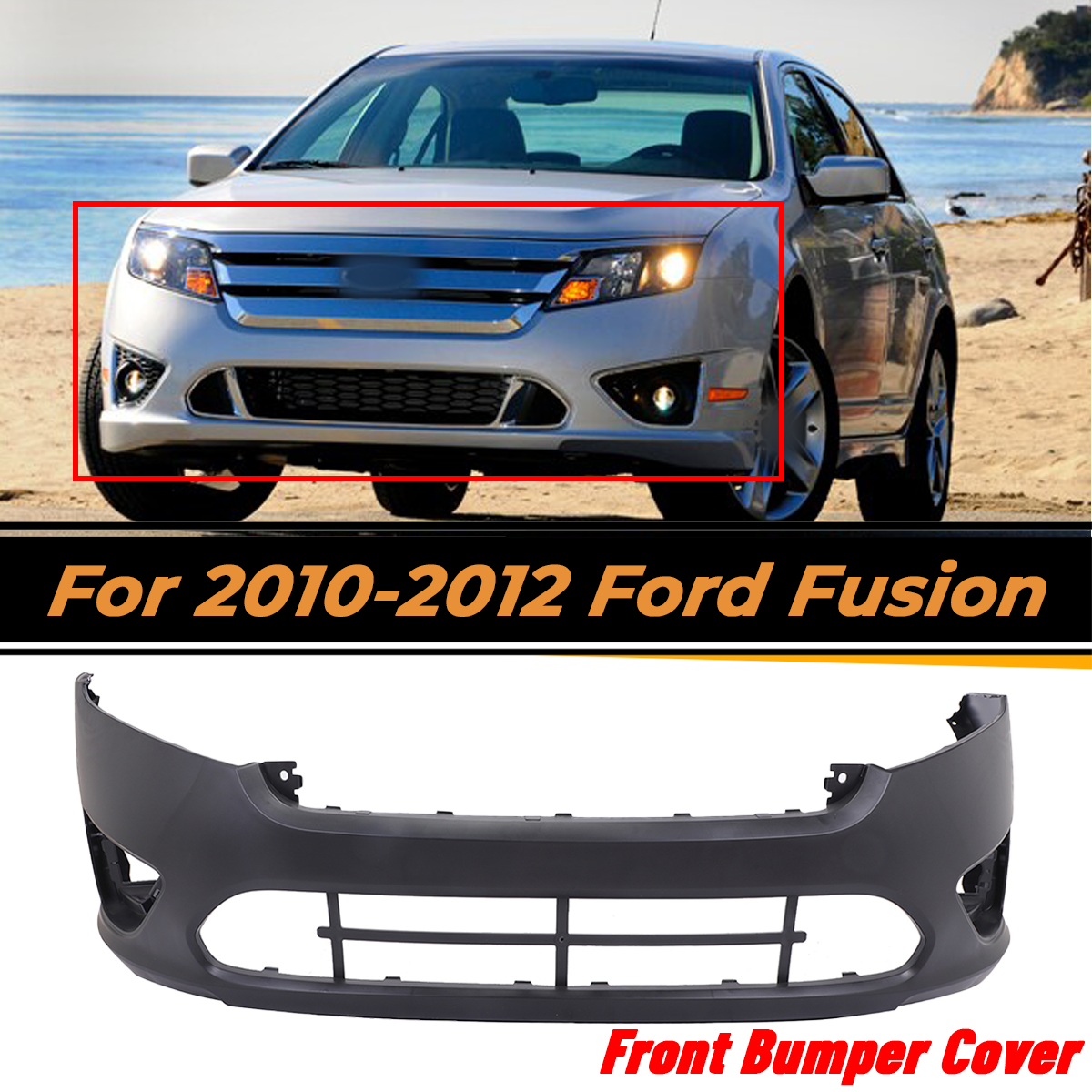 2012 Ford Fusion Bumper Porsche Front Bumper Cover-Primed, Plastic Car ...