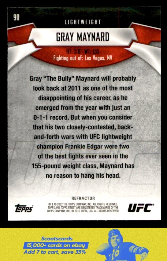 2012 Topps UFC Finest Refractor Gray Maynard card #90 Lightweight | eBay