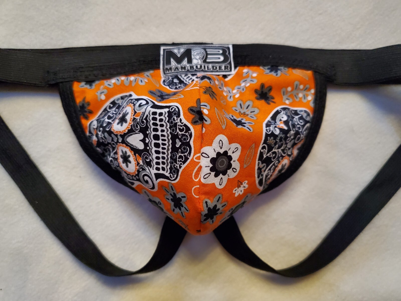 Halloween Skull Skeleton Jockstrap, Orange Black Jock, Modern Style 1 ...