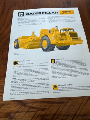 Caterpillar Cat 651E Wheel Scraper Brochure FCCA | eBay