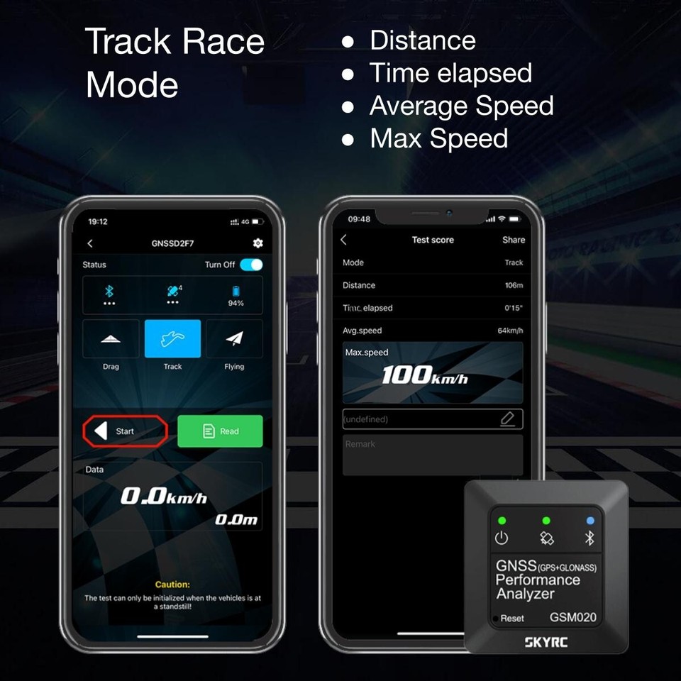 SKYRC GNSS (GPS+GLONASS) Speedometer for RC Cars and Planes, Bluetooth ...